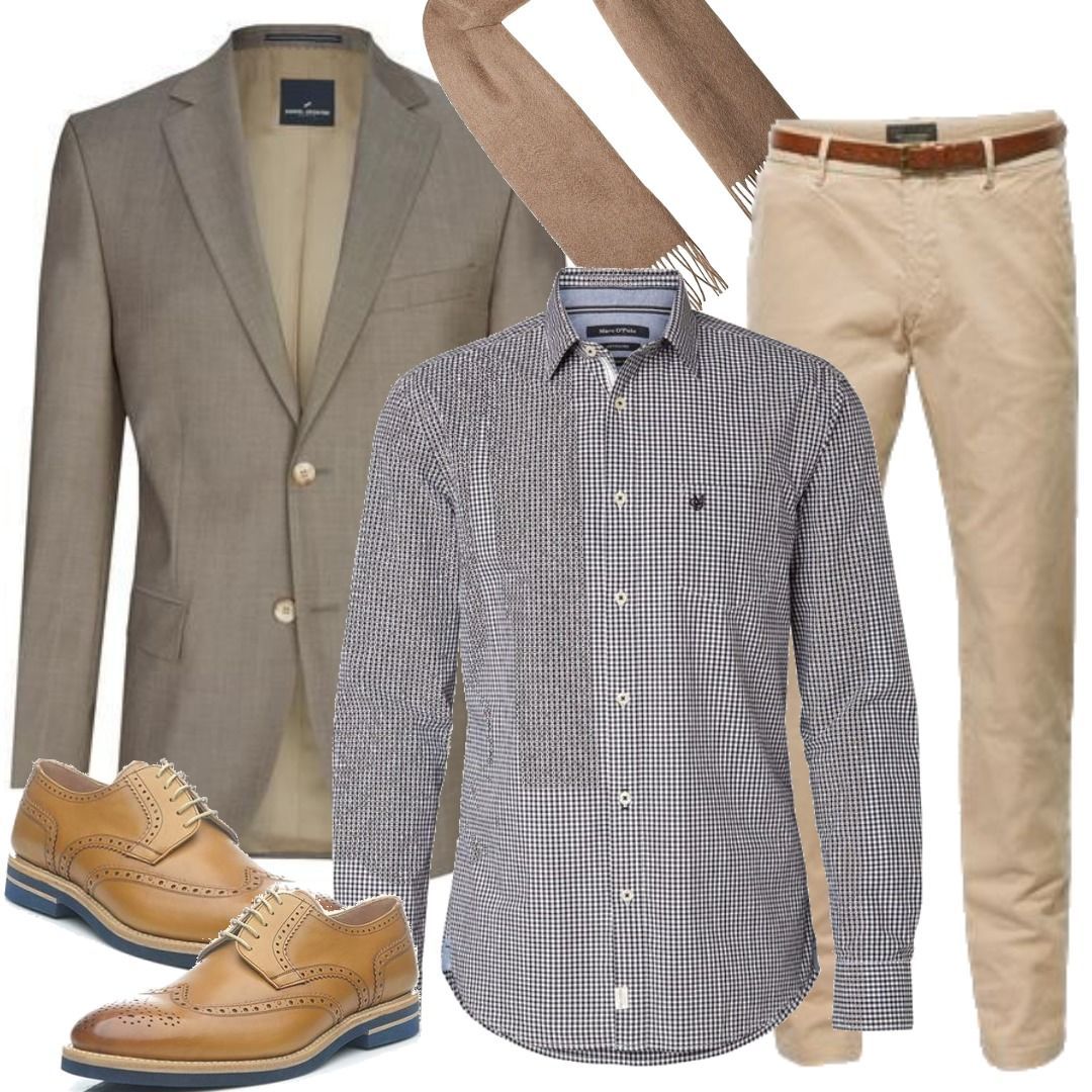 DANIEL HECHTER Zwei-Knopf-Sakko Burgund beige / dunkelbeige Men Outfit ...