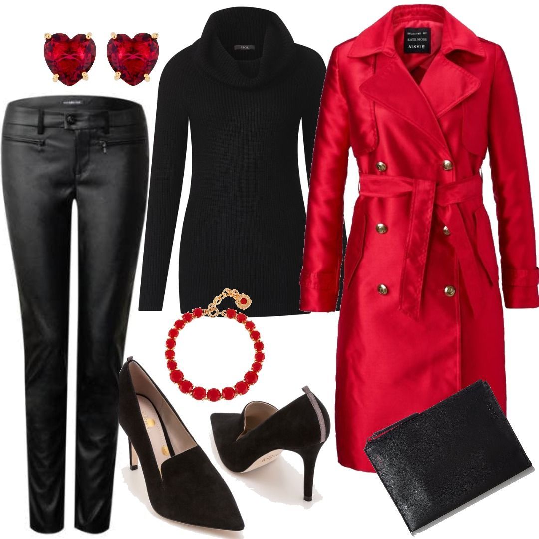 Nikkie Trench im edlen matten Glanz Effekt Rot für Damenoutfits zum ...