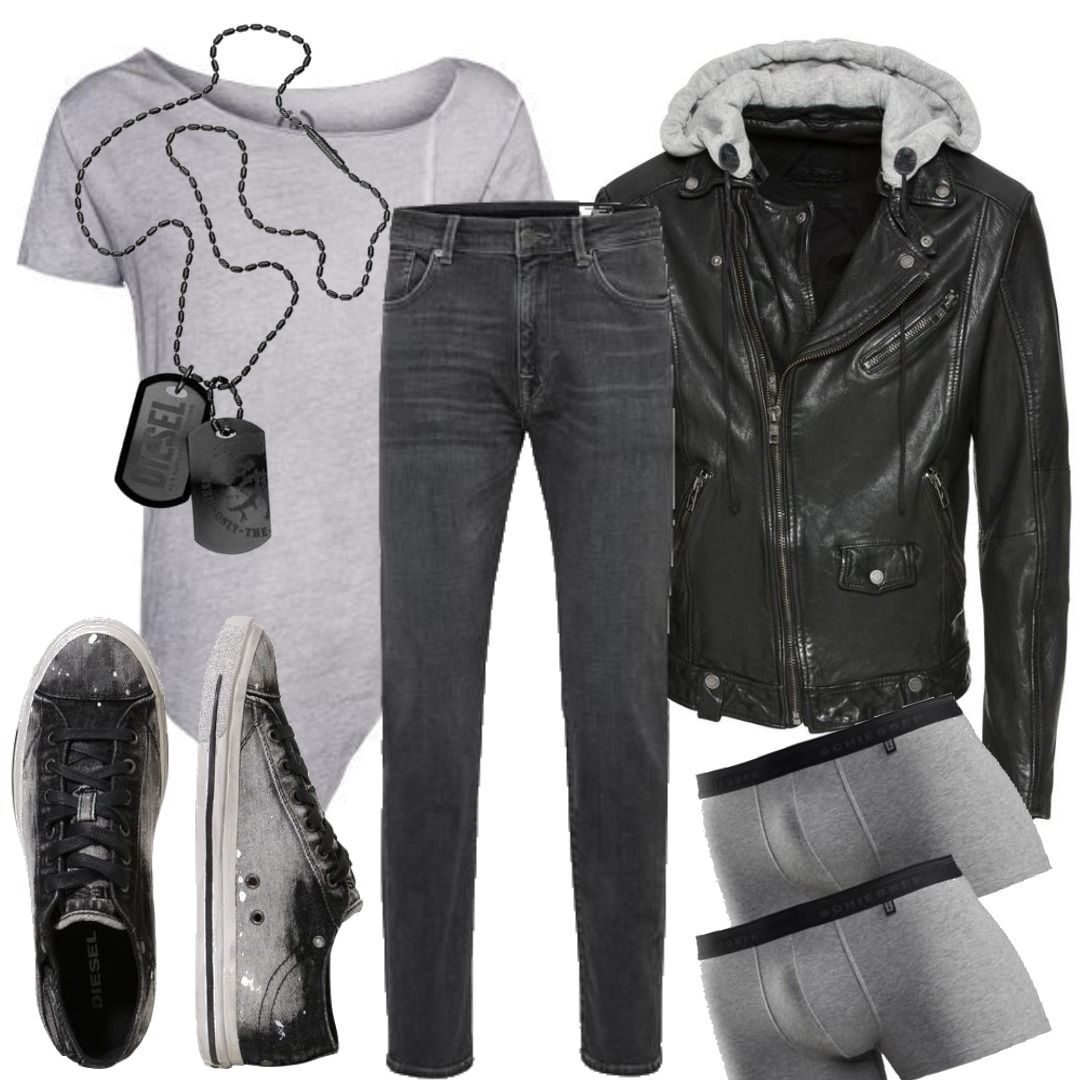 BE EDGY Lederjacke BEjalen grau / schwarz Men Outfit für Herrenoutfits ...