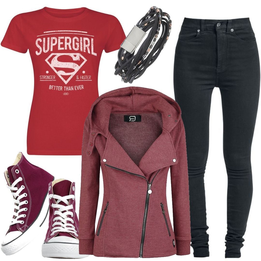 Supergirl Shirt EMP Outfit für Damenoutfits zum Nachshoppen auf Stylaholic