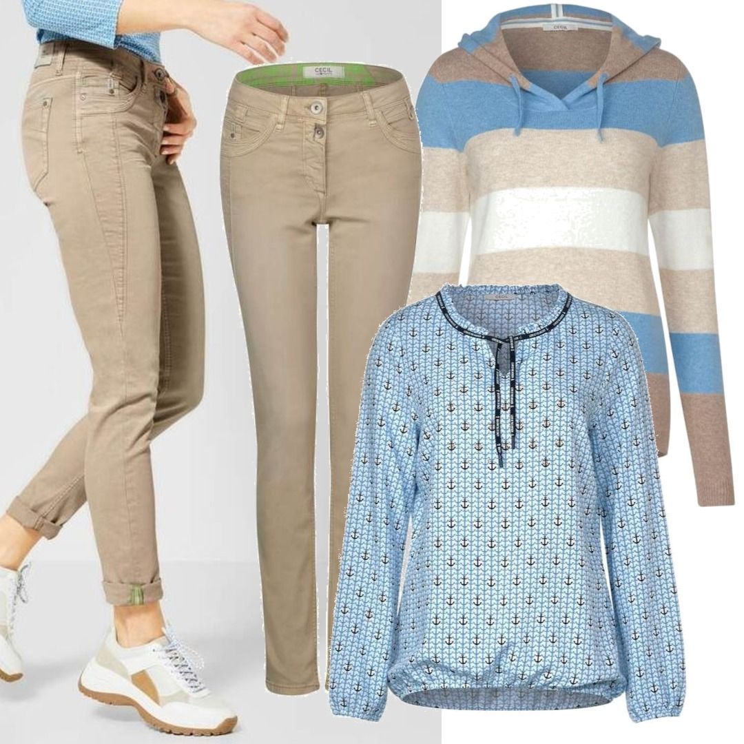 Cecil Bluse und Pulli in beige und blau für Damenoutfits zum ...