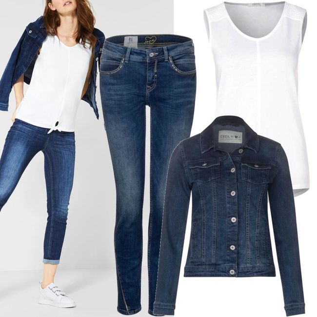 Top mit Smok-Detail Weiß Outfit für Damenoutfits zum Nachshoppen auf ...